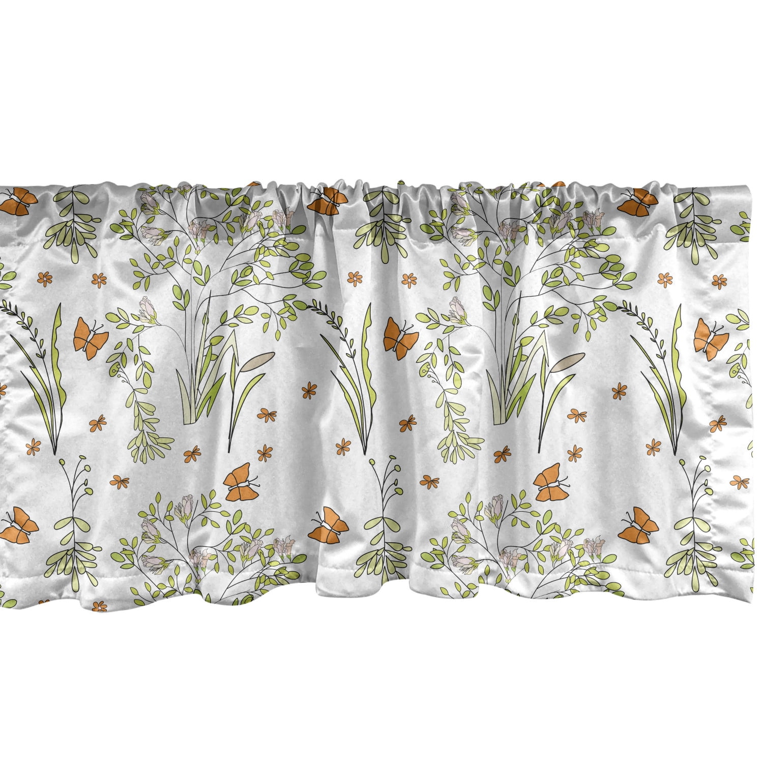 Ambesonne Spring Valance Pack of 2, Butterflies and Plants Art, 54"X18 ...