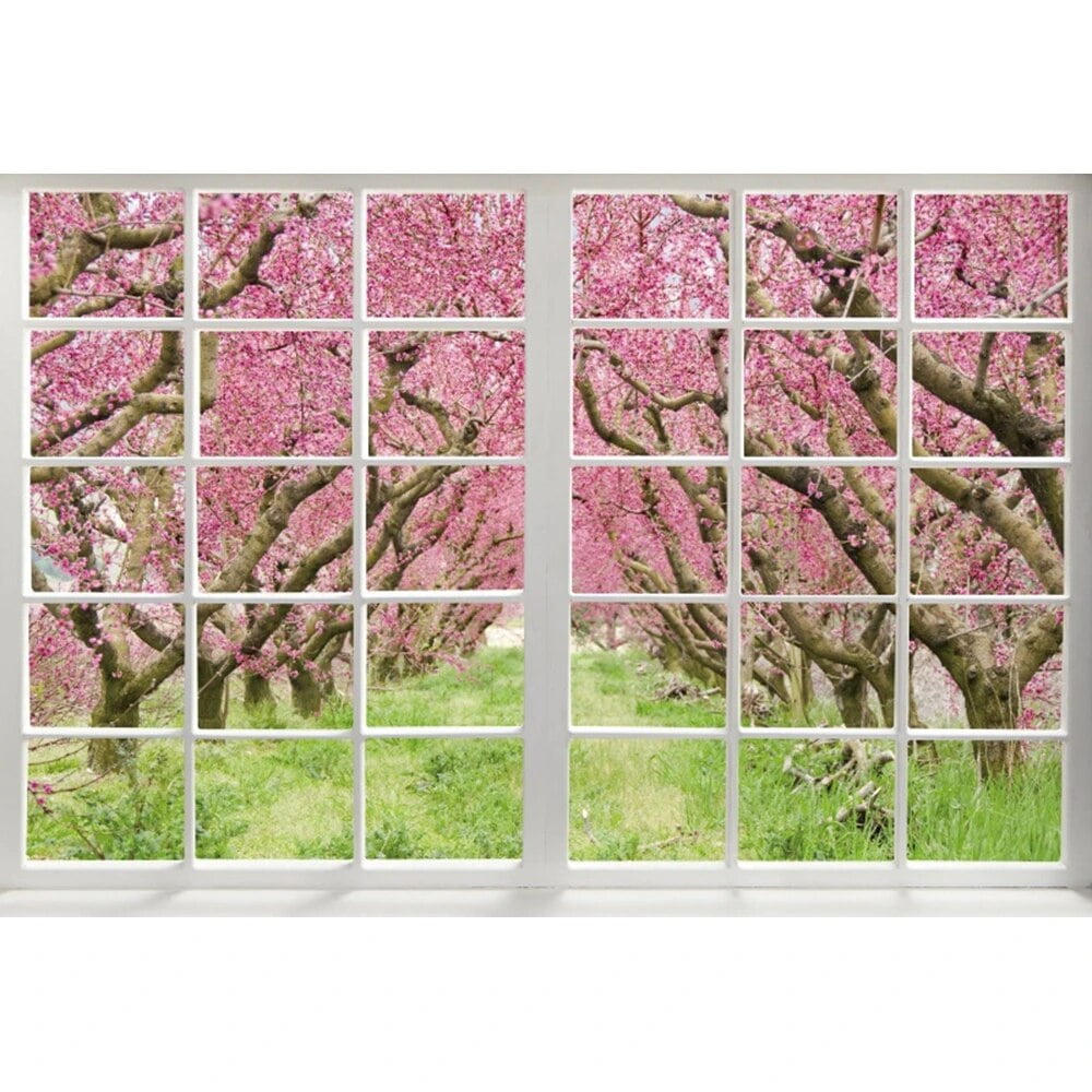 Spring Windows Scene Photography Backdrop Flower Forest Natural ...