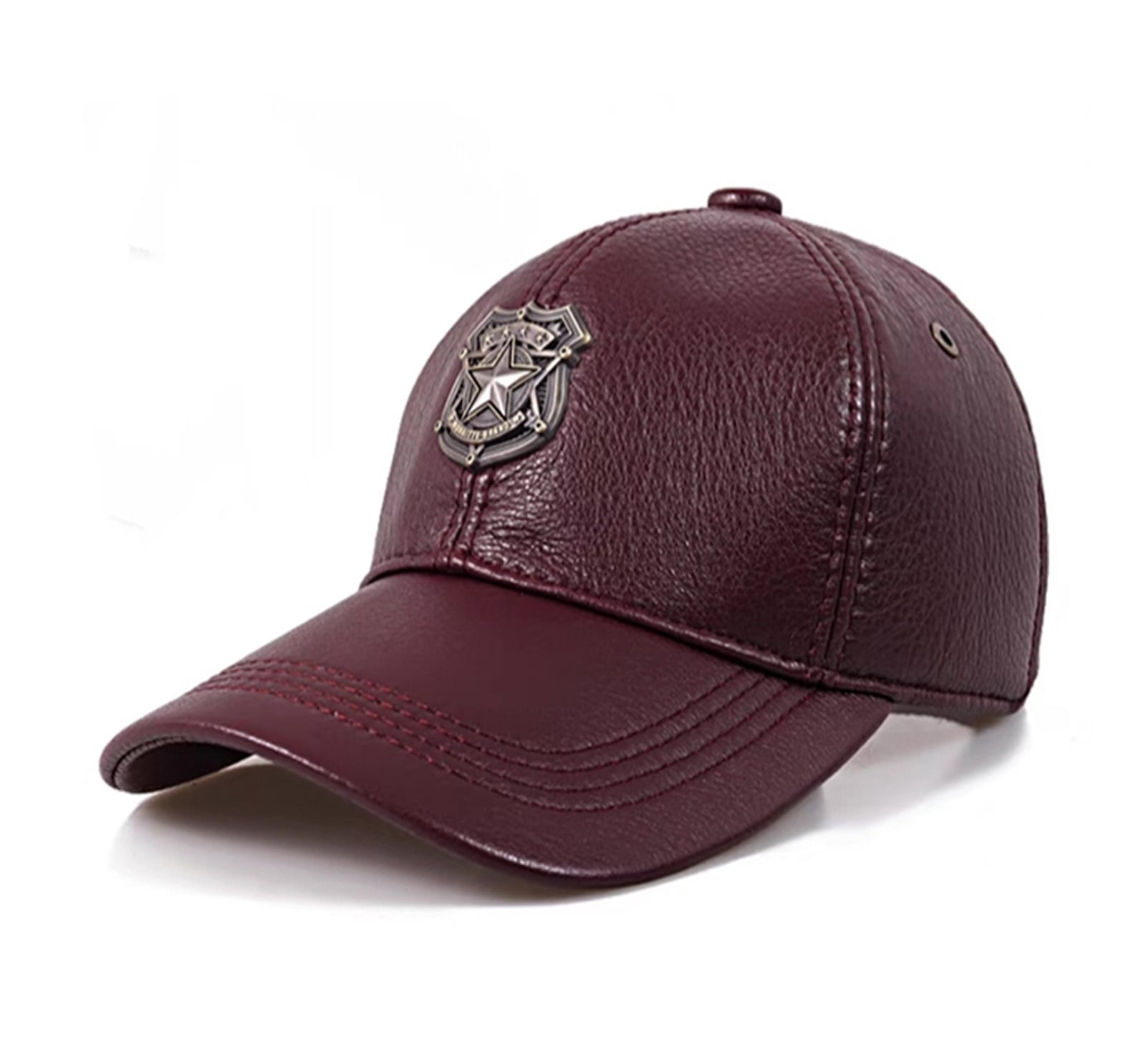 Spring/Winter Badge Man Genuine Leather Baseball Caps Male Casual ...