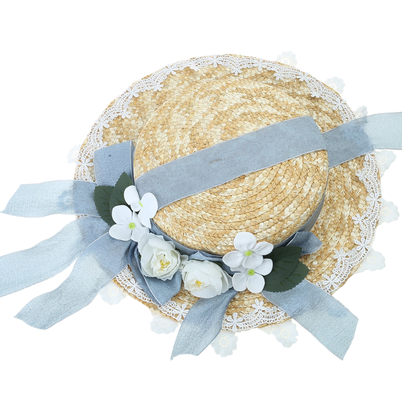 Spring Women Flat Bonnet Hat Tea Party Hat Outdoor Sunscreens Flower ...