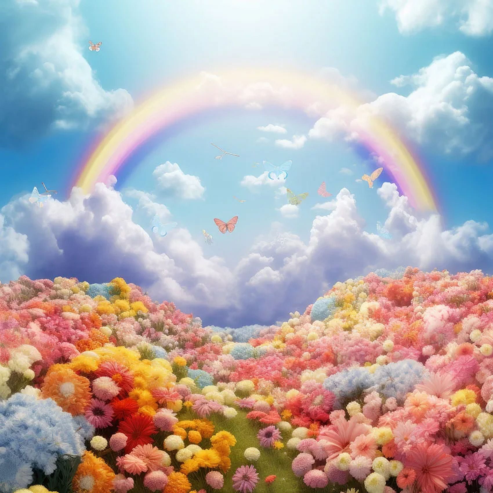 Spring Wonderland Grass Flowers Kids Birthday Party Portrait r Backdrop ...