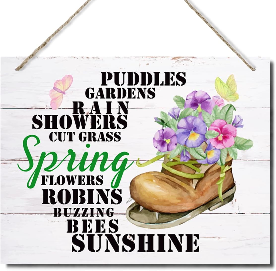 Spring Wood Sign, Decorative Hanging Wood Plaque for Wall, Decorative ...