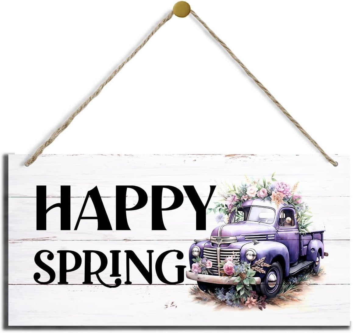 Spring Wood Sign, Happy Spring Sign, Decorative Wood Hanging Wood ...
