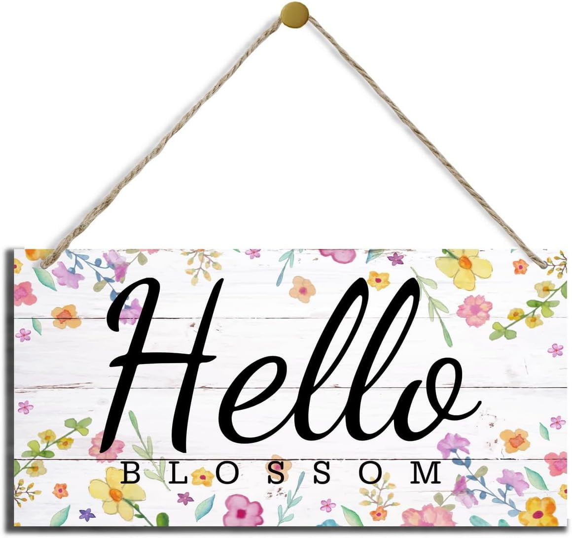 Spring Wood Sign, Hello Blossom Sign, Decorative Wood Hanging Wood ...