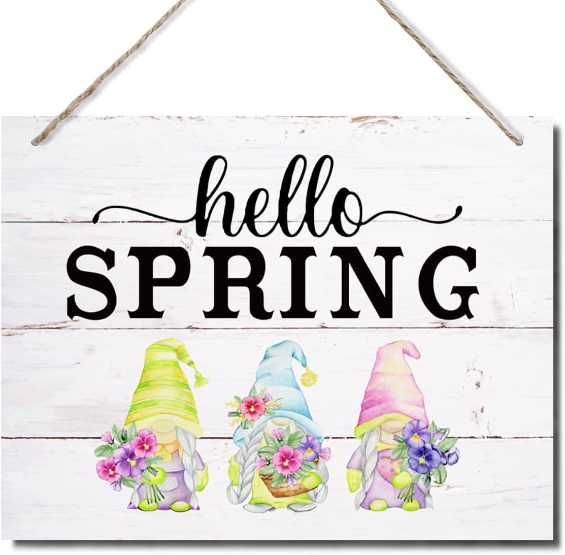 Spring Wood Sign, Hello Spring Sign, Decorative Hanging Wood Plaque For ...