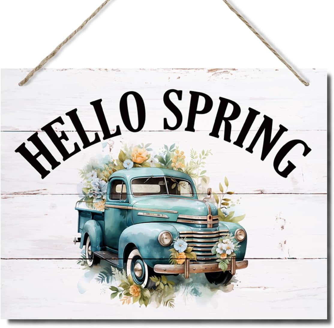 Spring Wood Sign, Hello Spring Sign, Decorative Hanging Wood Plaque for ...