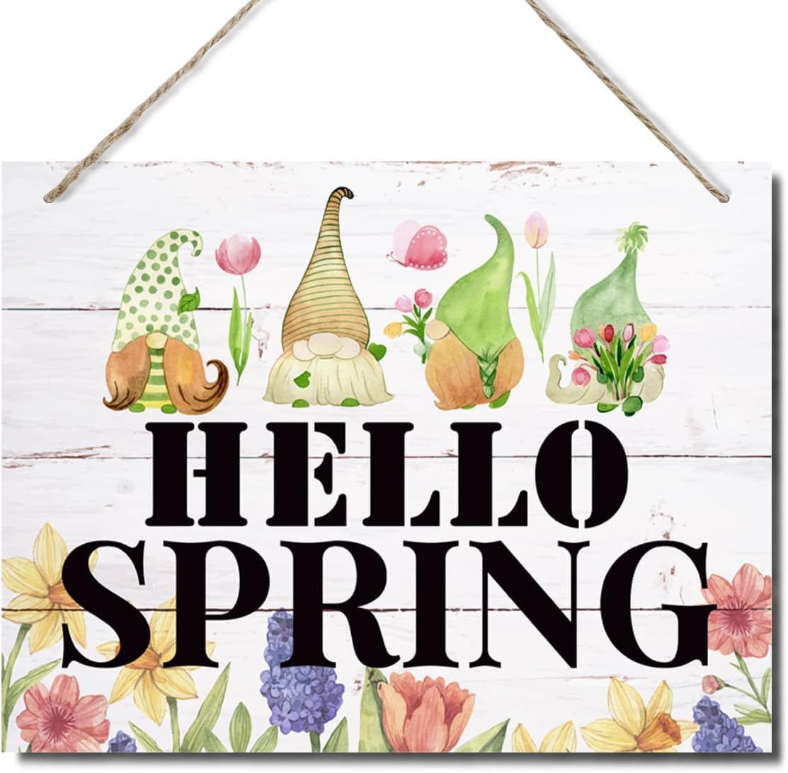 Spring Wood Sign, Hello Spring Sign, Decorative Hanging Wood Plaque for ...