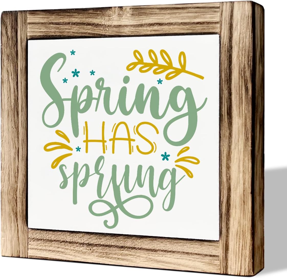 Spring Wood Sign, Rustic Wooden Tabletop Decor Sign, Spring Quote ...