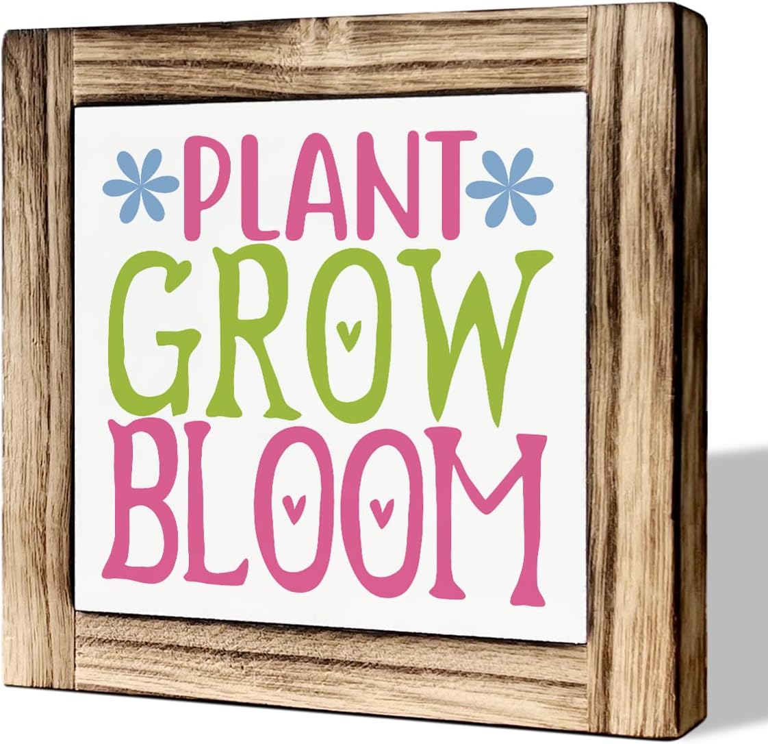 Spring Wood Sign, Rustic Wooden Tabletop Decor Sign, Spring Quotes Sign ...