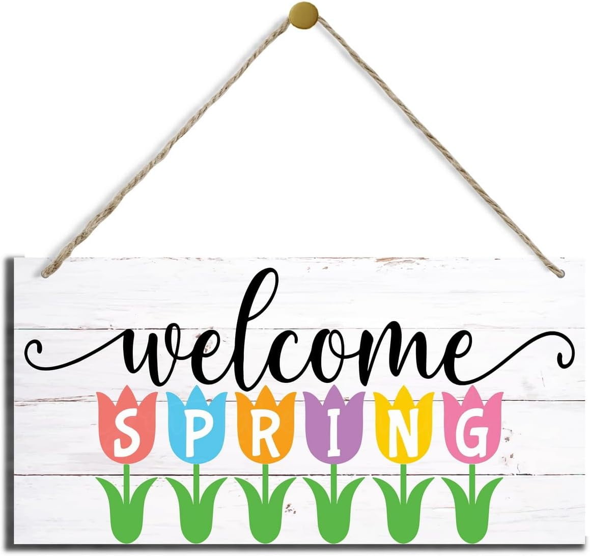 Spring Wood Sign, Welcome Spring Sign Wall Decor Art, Welcome Sign for ...
