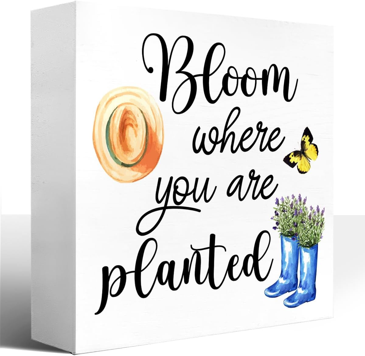 Rustic Spring Wood Block Signs,Bloom Where You are Planted Wooden Box ...