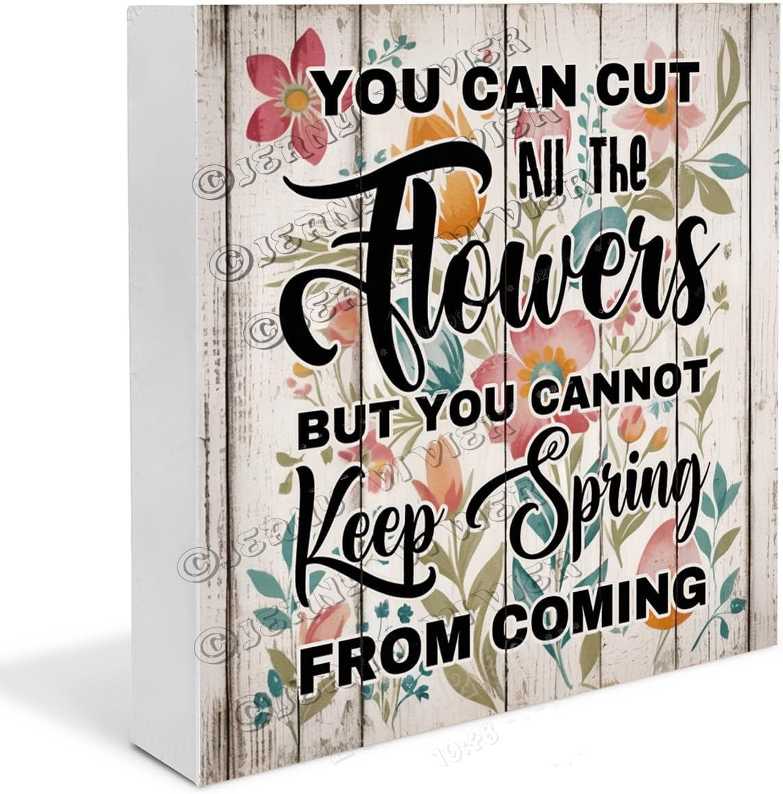 Spring Wooden Box Sign Inspirational Quote Decor Gifts Funny Spring ...