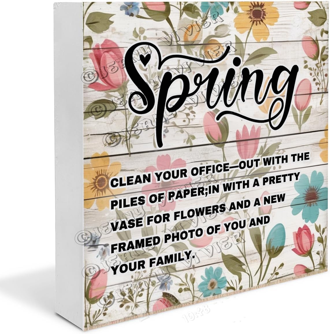 Spring Wooden Box Sign Inspirational Quote Decor Gifts Funny Spring ...