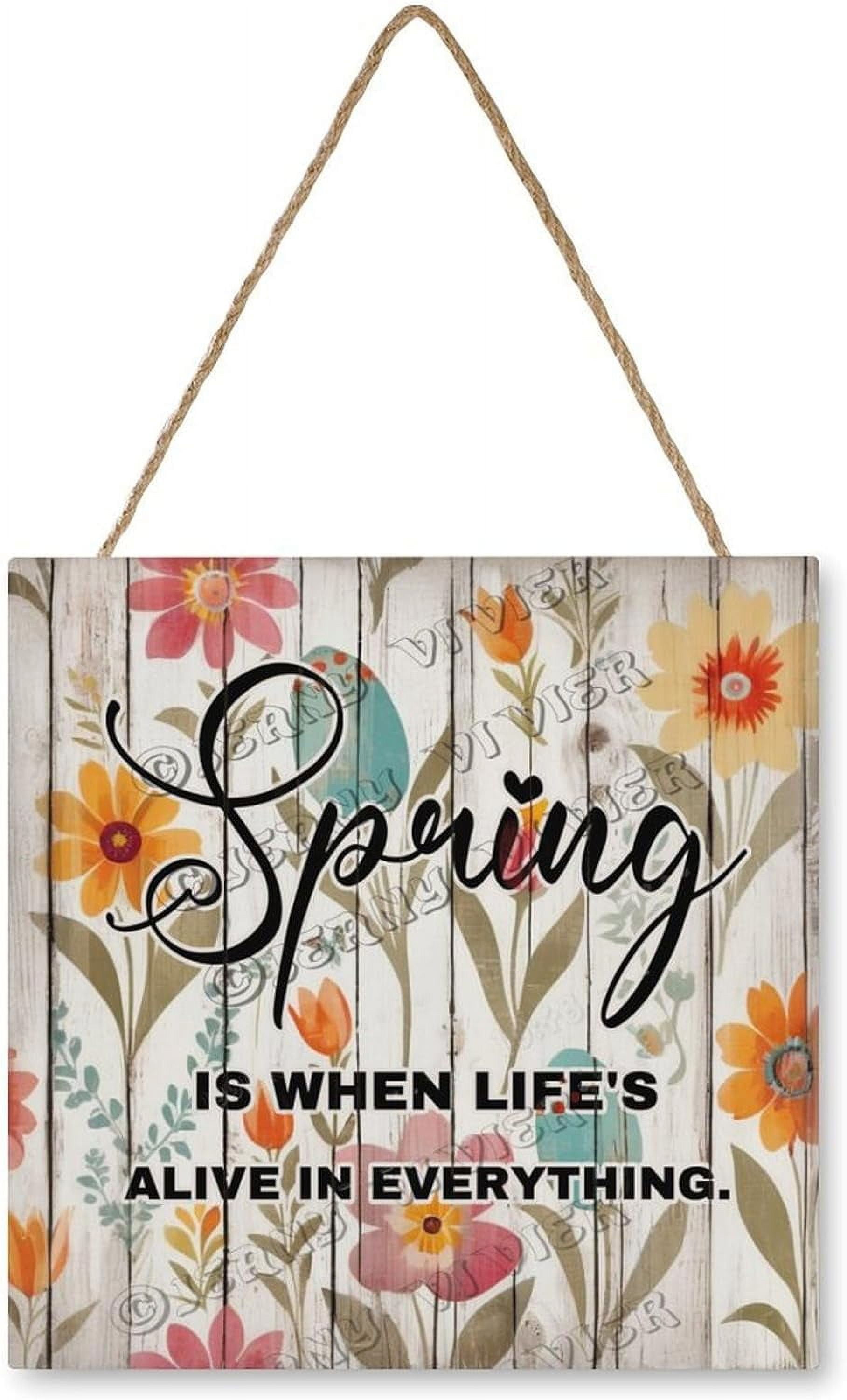 Spring Wooden Sign Floral Hanging Wood Plaques for Home Office Funny ...
