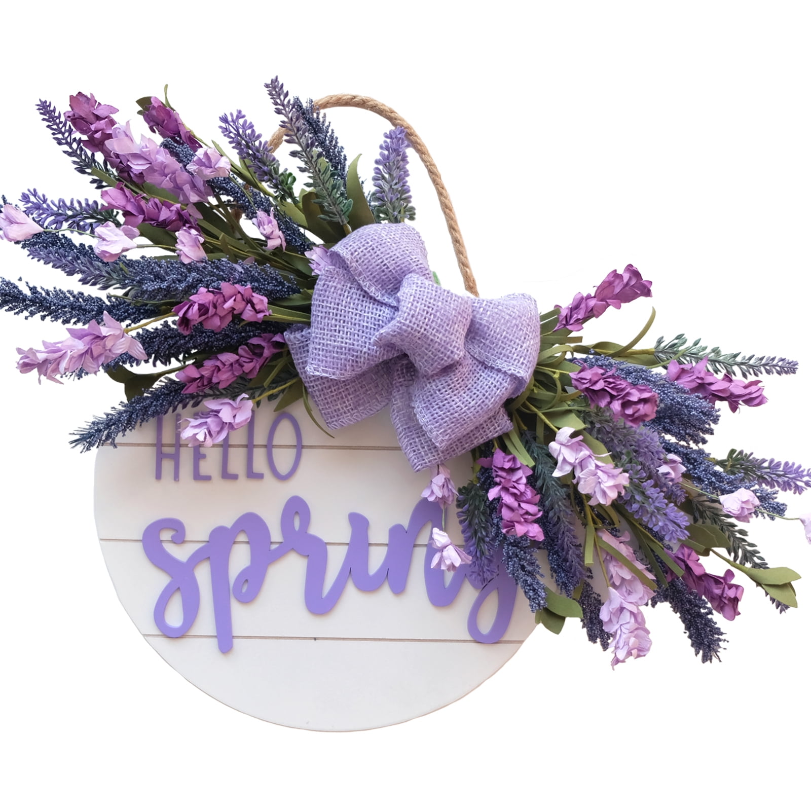 Spring Wreath 16 Inch Summer Wreaths for Front Doorpurple wooden Wreath ...