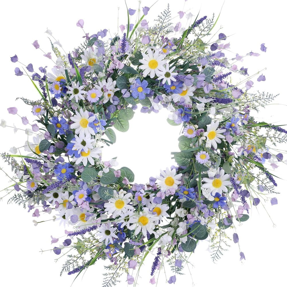 Spring Wreath, 17.7 Inch Artificial Summer Wreaths for Front Door ...