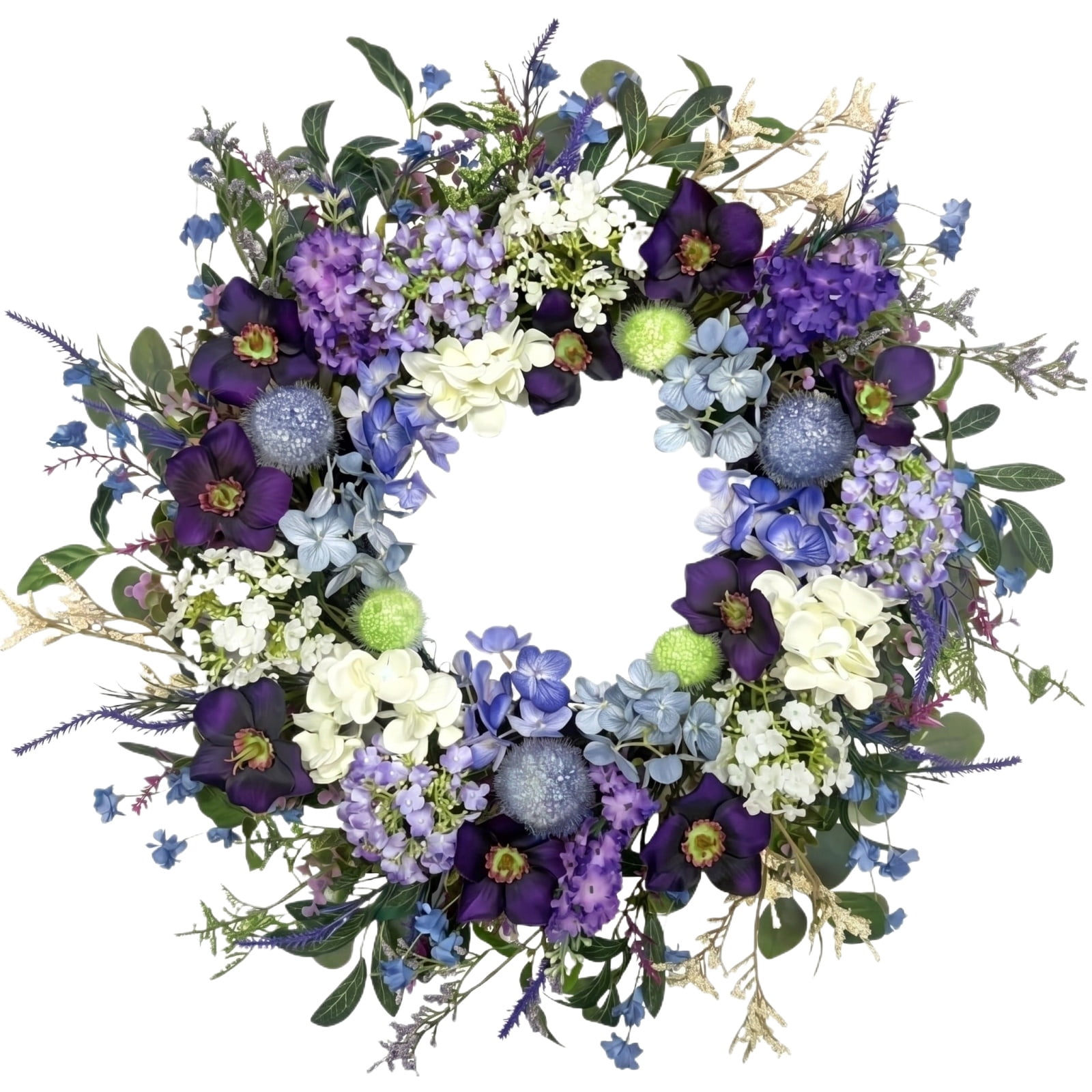 Spring Wreath 21.7 Inch Purple Artificial Flower Wreath For Easter ...
