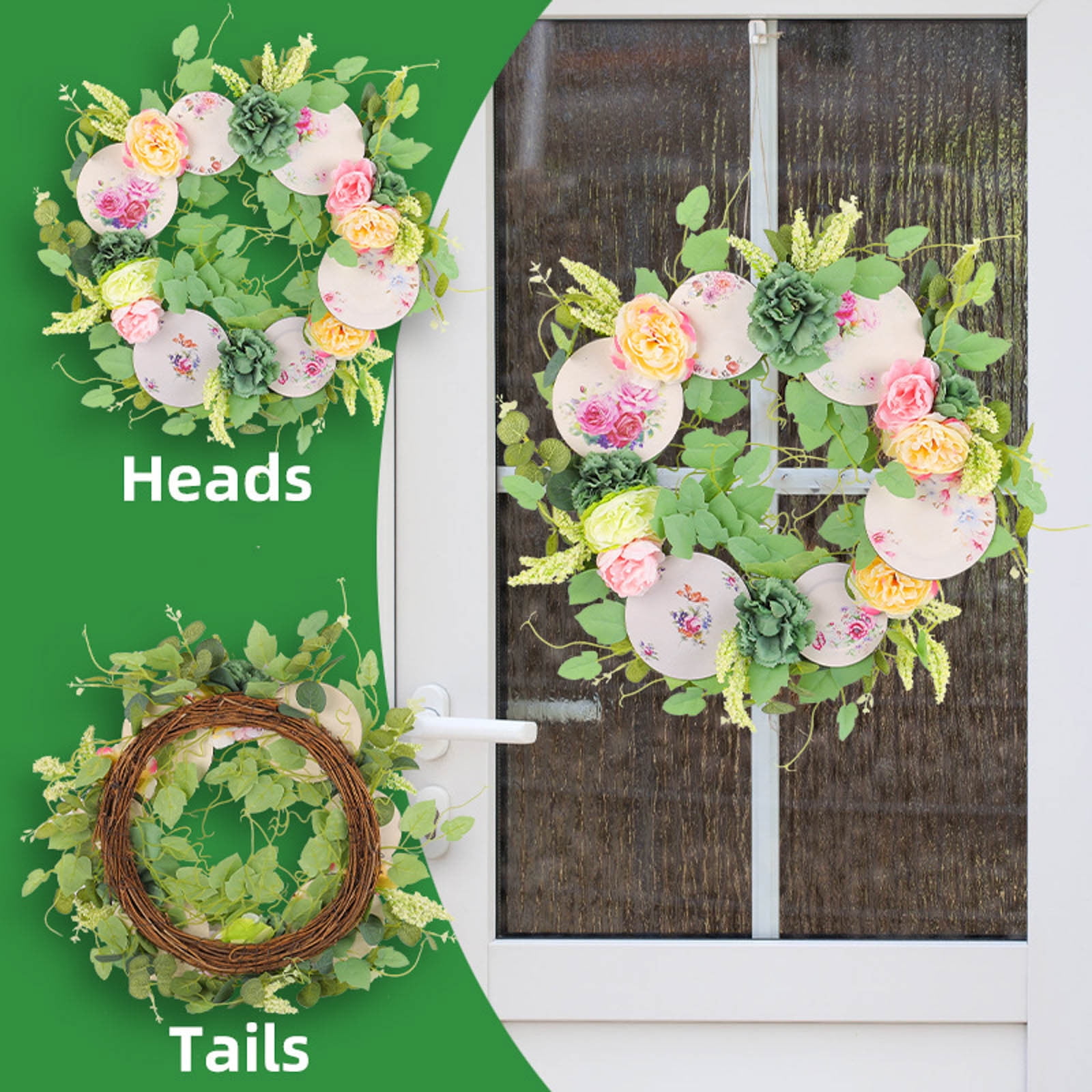 Spring Wreath Ceramic Flower Pattern Deadwood Wreath Rose Wreath ...