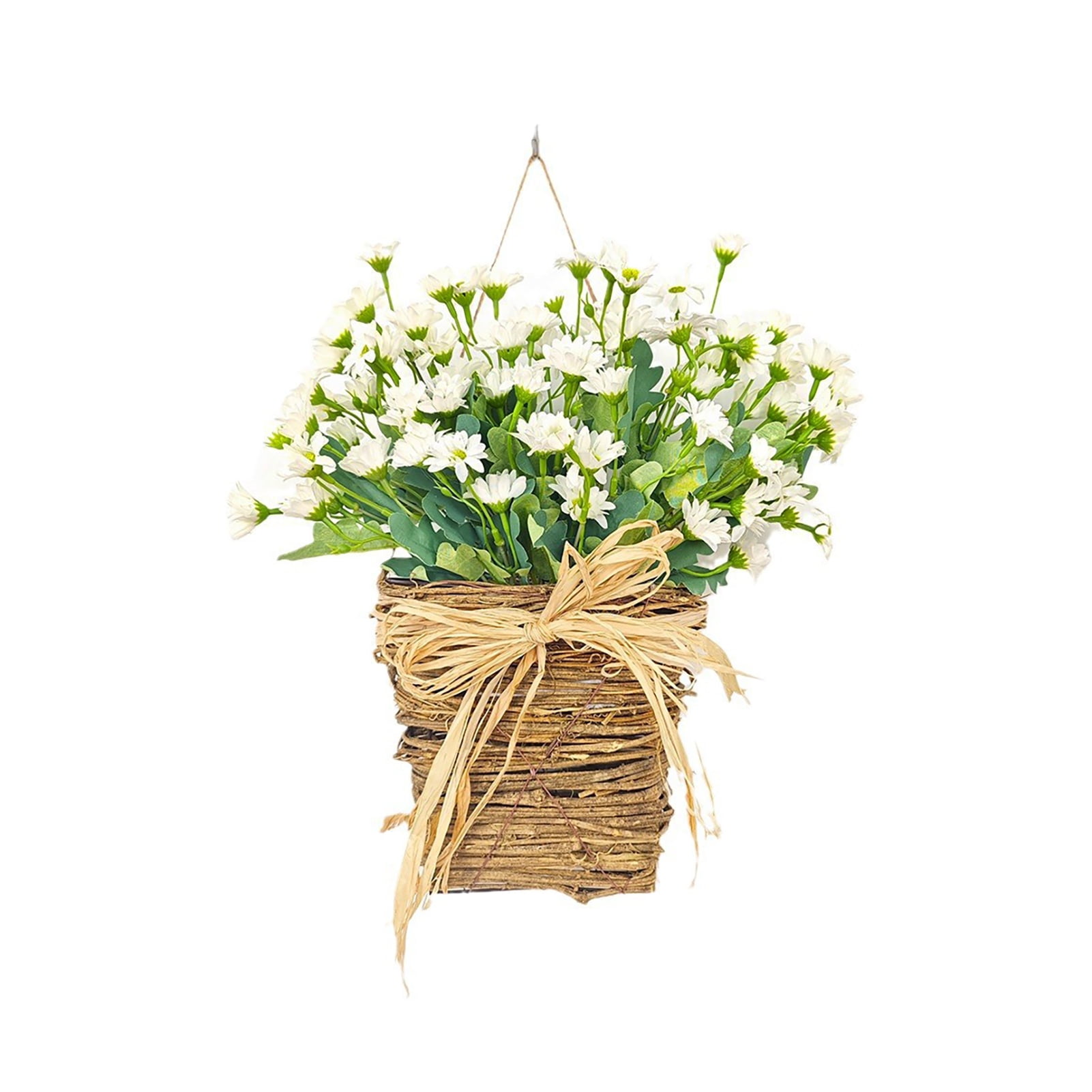 Spring Wreath Front Door Decor Spring Flowers Basket Welcome Sign Porch ...