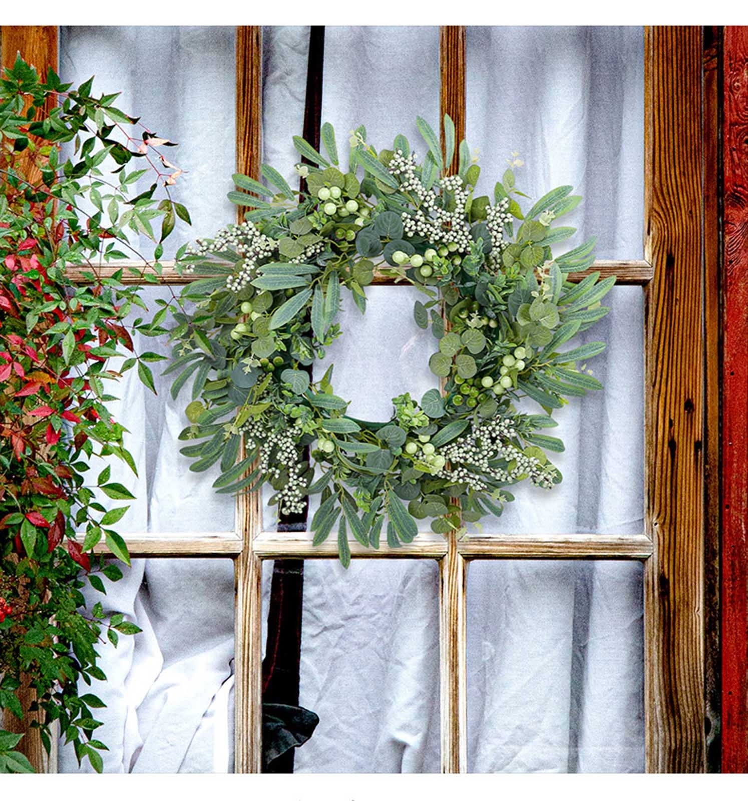 Spring Wreath For Front Door, Spring Summer Wreaths With Eucalyptus ...