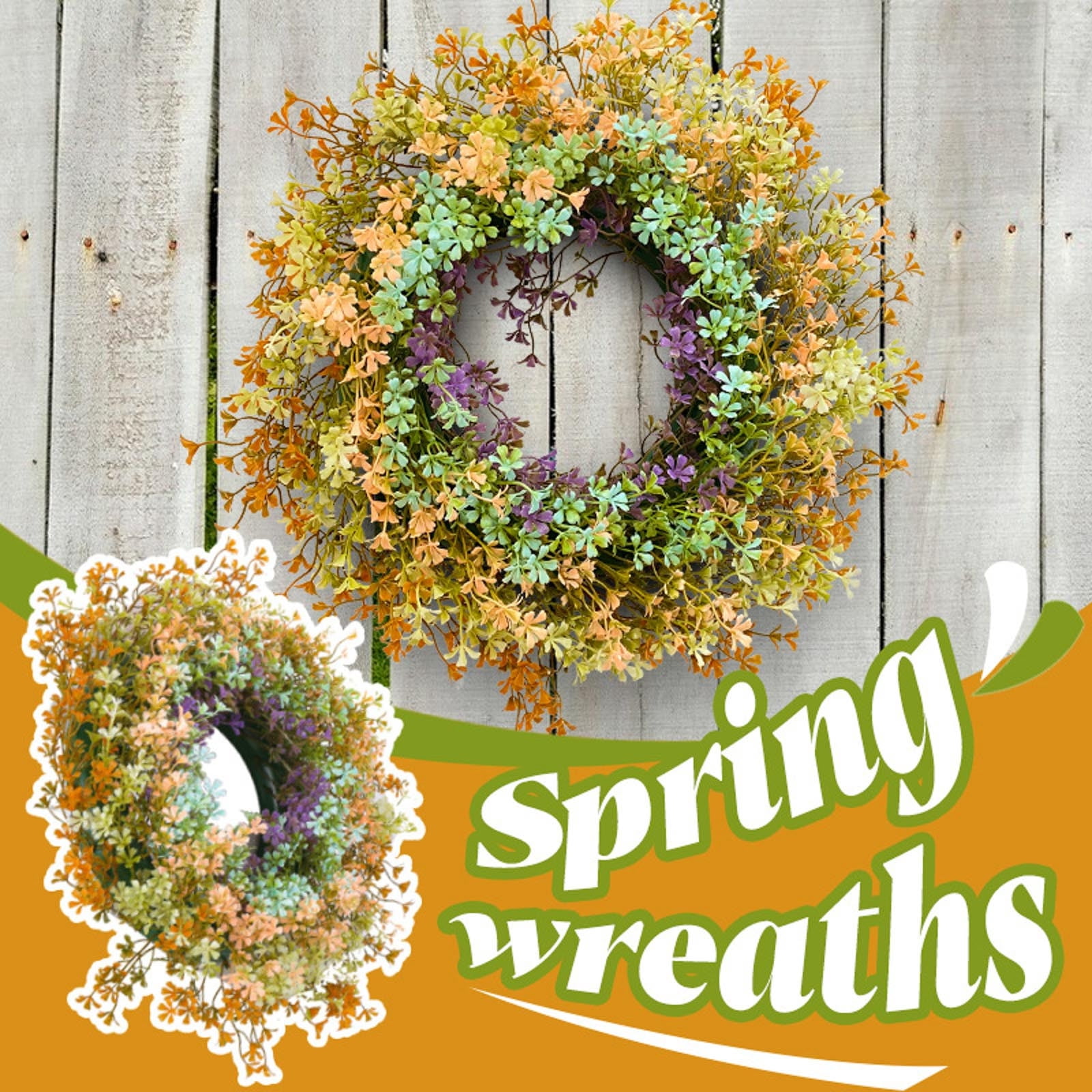 Spring Wreath Hanging Small Flowers Wreath Door Hanging Wildflowers ...