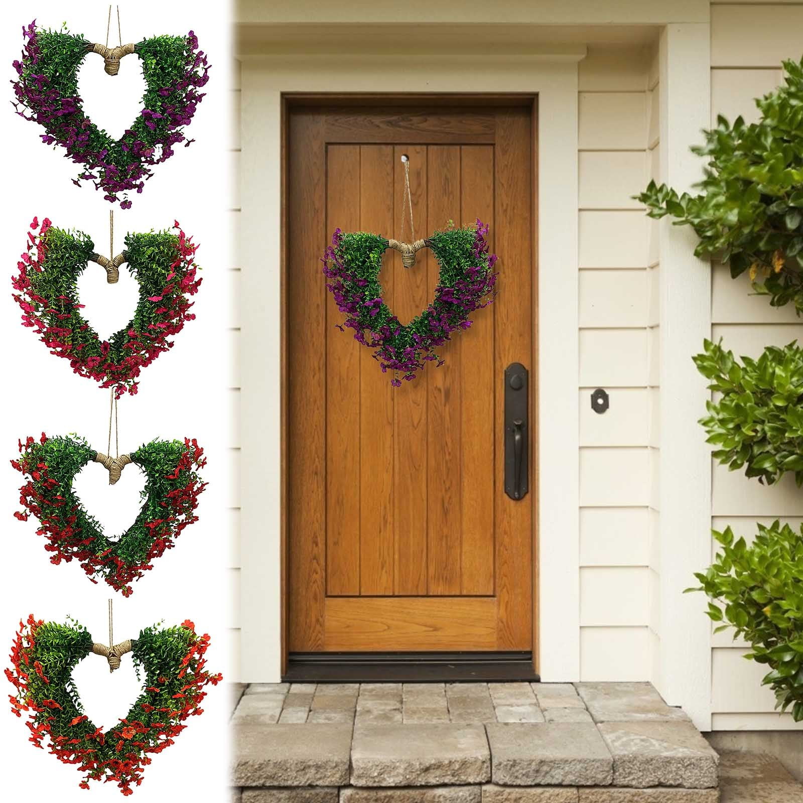 Spring Wreath with Red Flowers 22 inch Real Touch Artificial Greenery ...