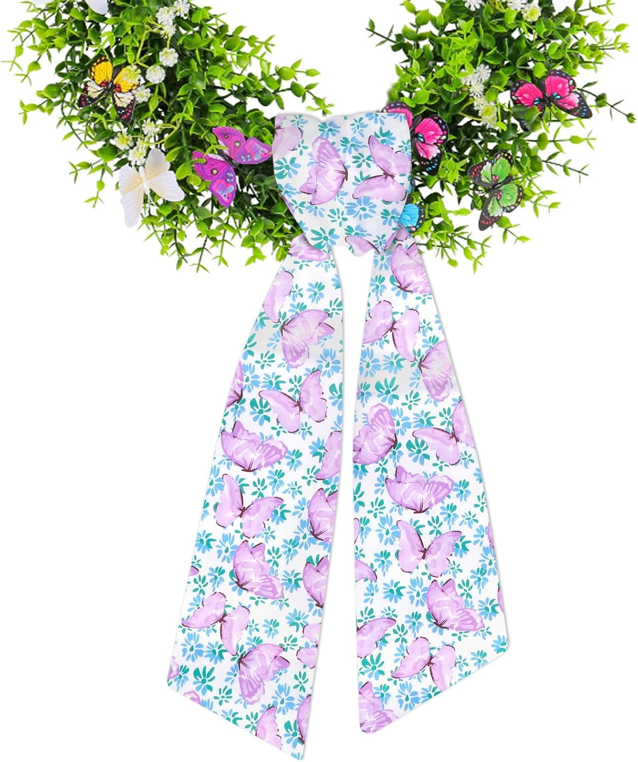 Spring Wreath Sash for Front Door Lavender Purple Butterfly Ribbon for ...