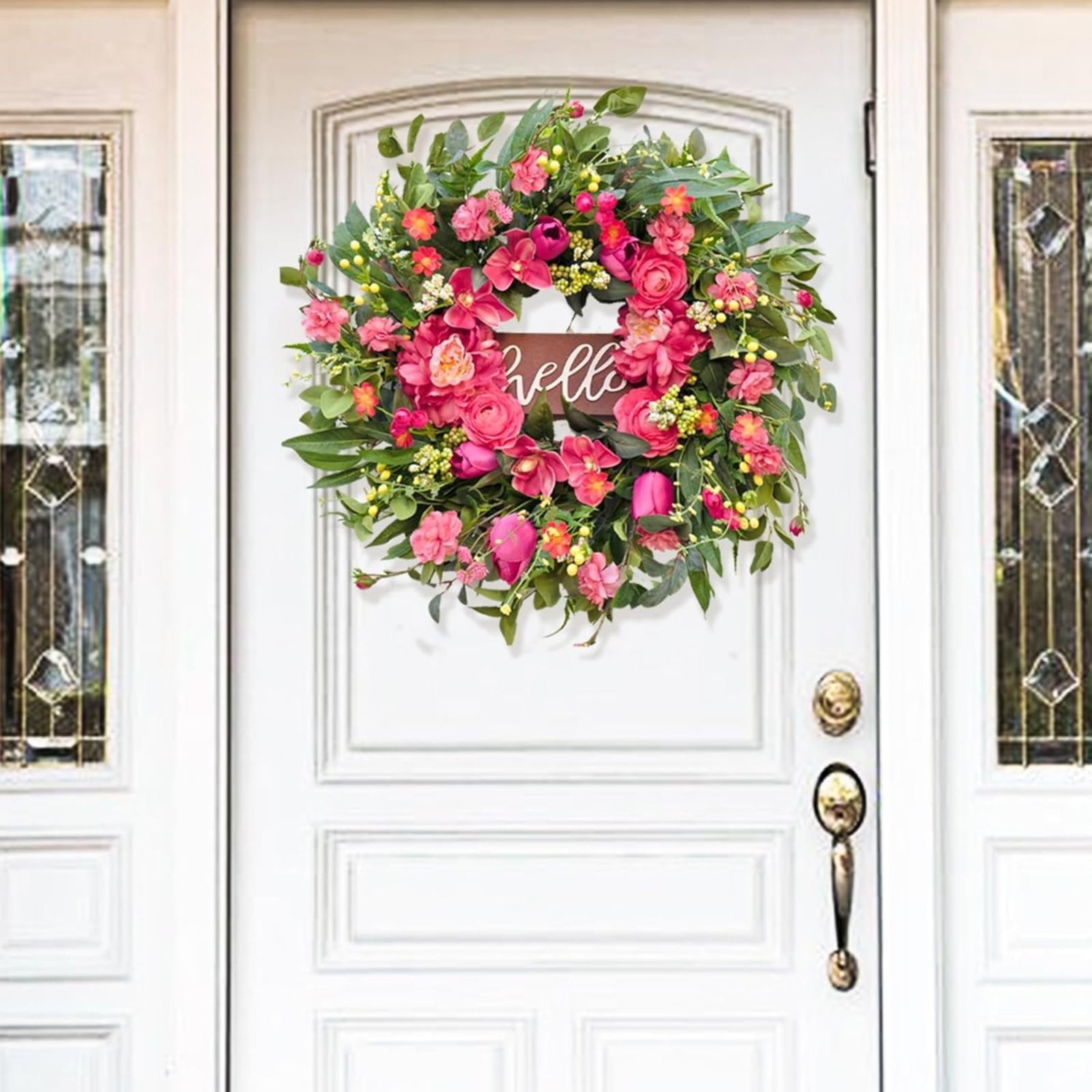 Spring Wreath Spring Wreaths For Front Door With Sign Spring Door ...