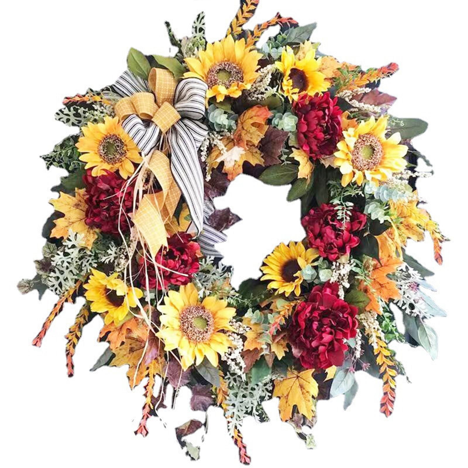 Spring Wreath for Front Door-18 Inch Sunflower Peonies Wreaths for ...
