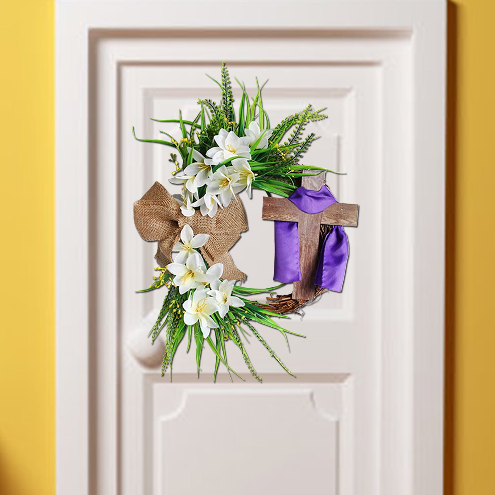 Spring Wreaths for Front Door 13.77 Inch Artificial Summer Wreath Daisy ...