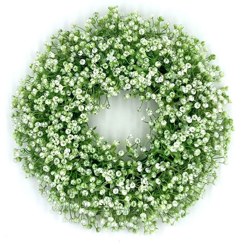 Spring Wreaths for Front Door 16 Inch Artificial Baby Breath Flower ...