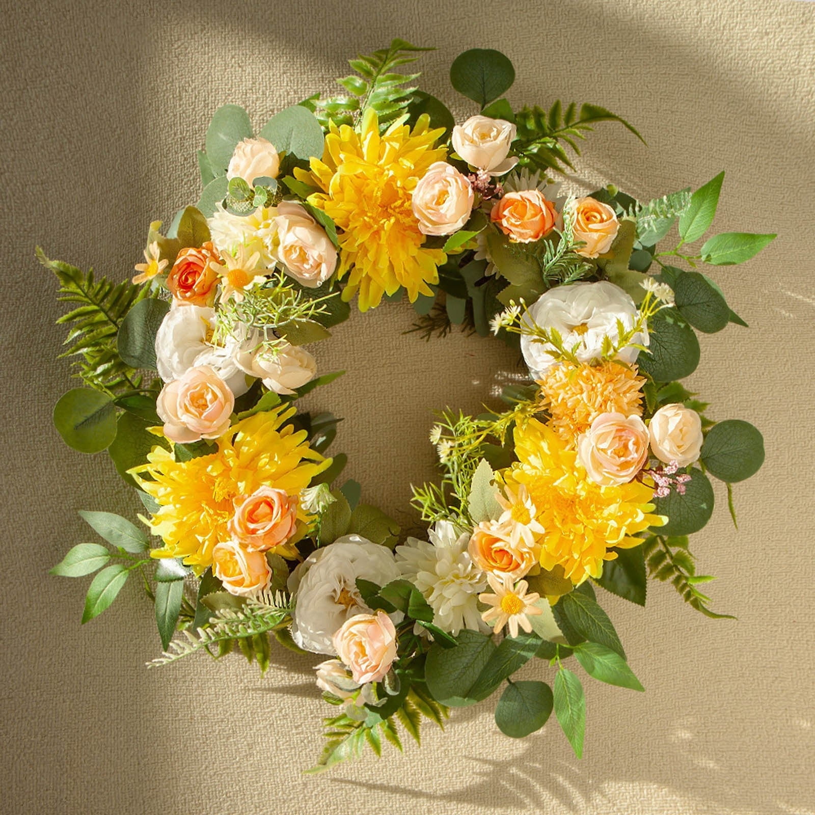 Spring Wreaths for Front Door 19", Door Spring Wreath with Eucalyptus ...