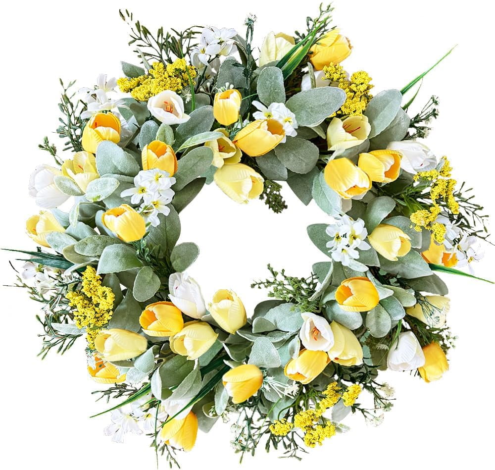 Spring Wreaths for Front Door, 22-24 Inch Wreath for Decorating with ...