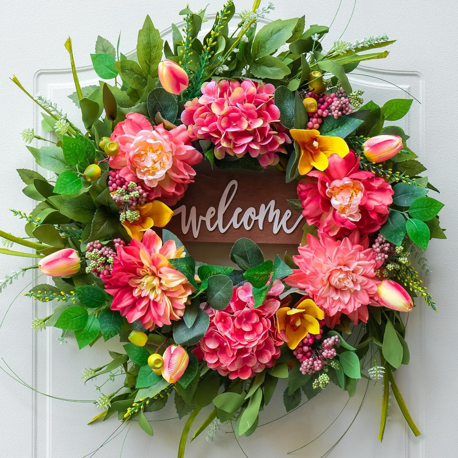 Spring Wreaths for Front Door 24 Inch Outdoor Spring Wreath with ...