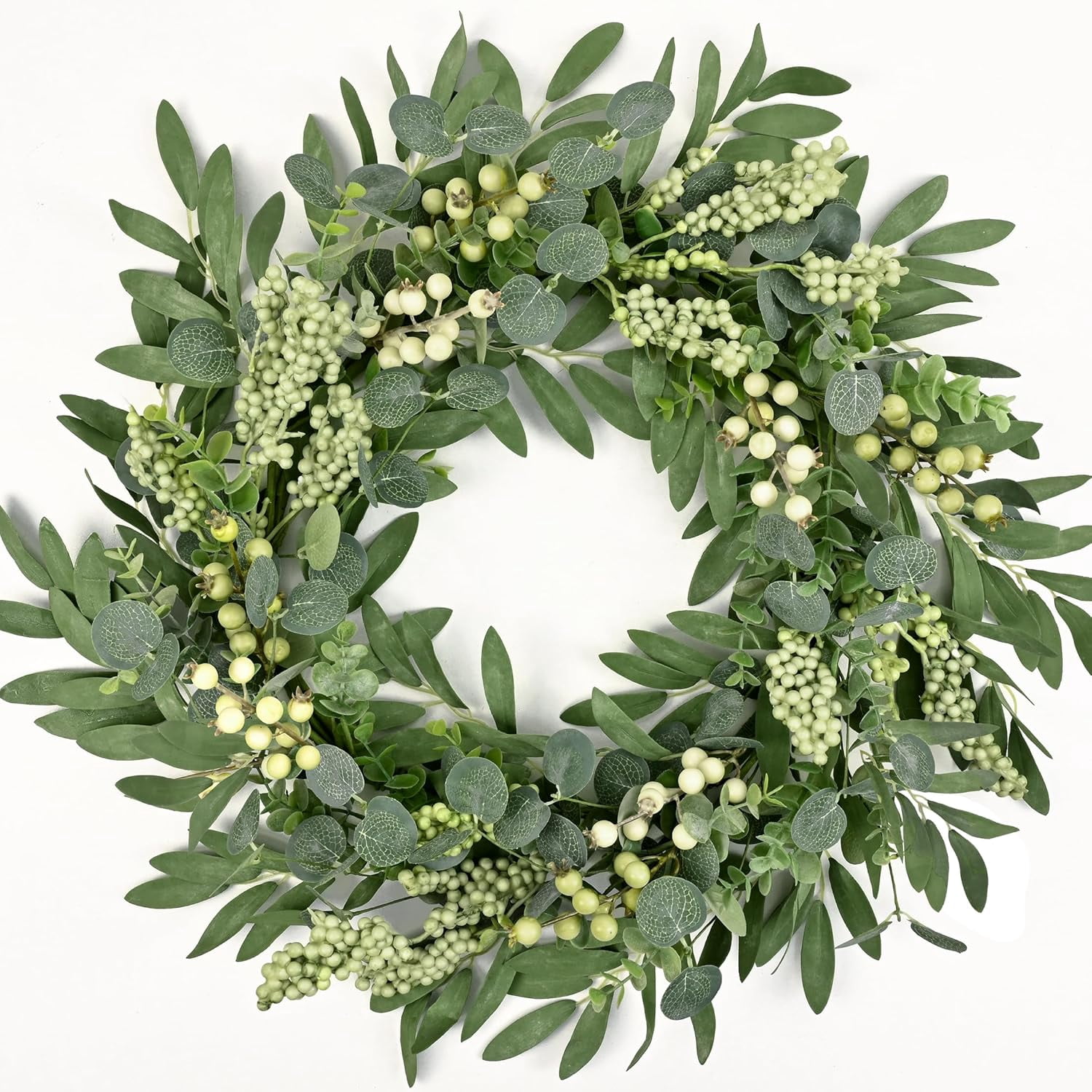 Spring Wreaths for Front Door, Greenery Eucalyptus Wreath with Olives ...