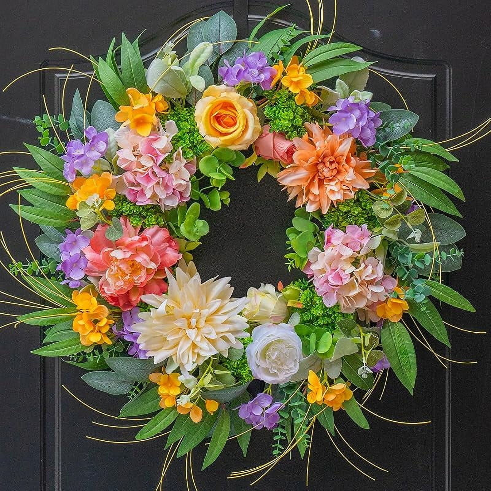 Spring Wreaths for Front Door, Soomeir Hydrangea Summer Wreath, All ...