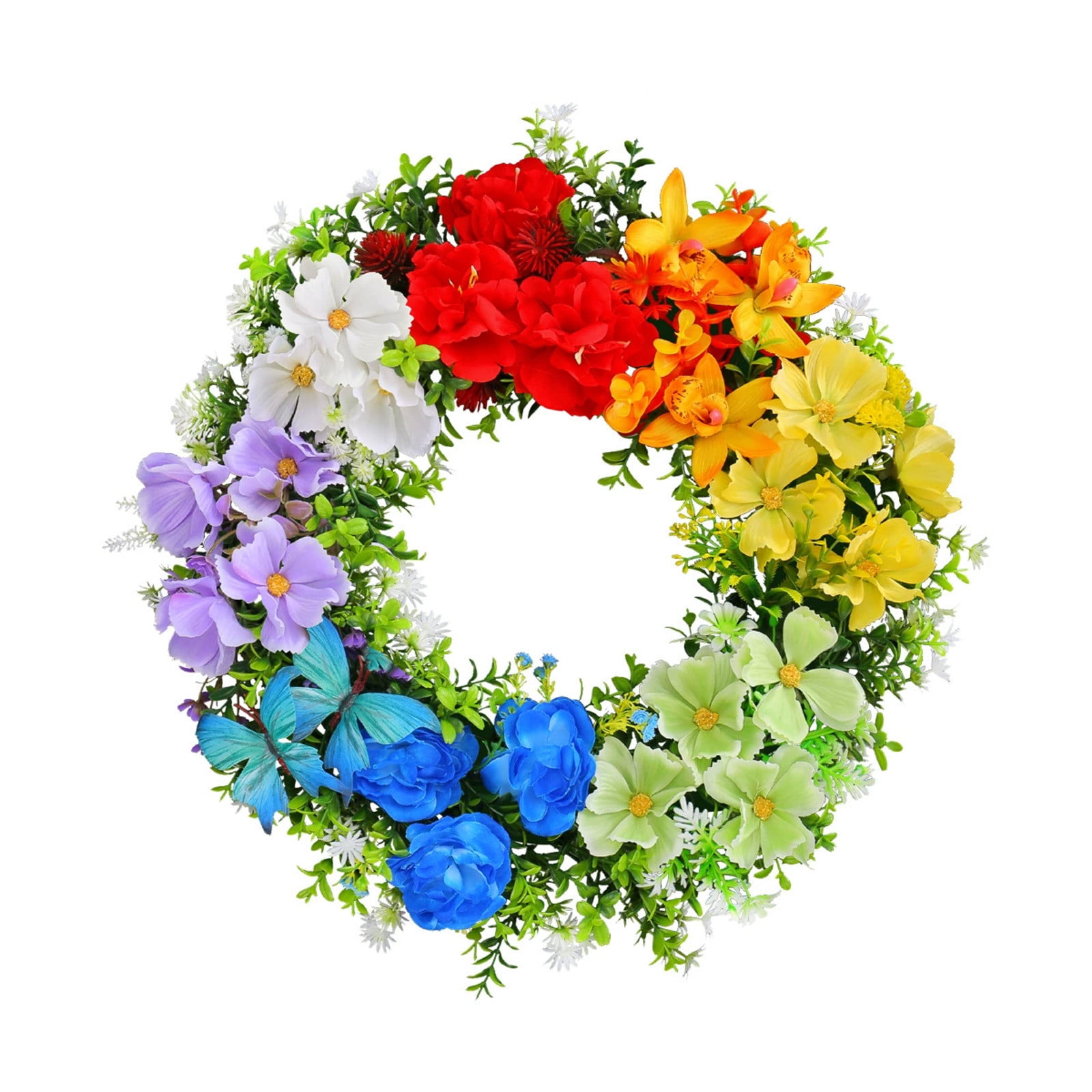 Spring Wreaths for Front Door, Spring Wreath with Lifelike Colorful ...