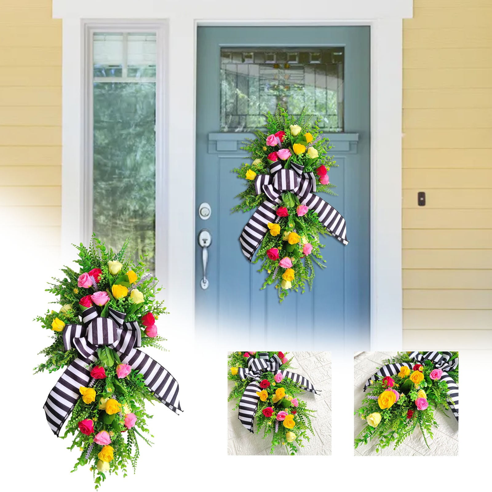 Spring Wreaths for Front Door Spring Summer Door Wreaths With Leaf ...
