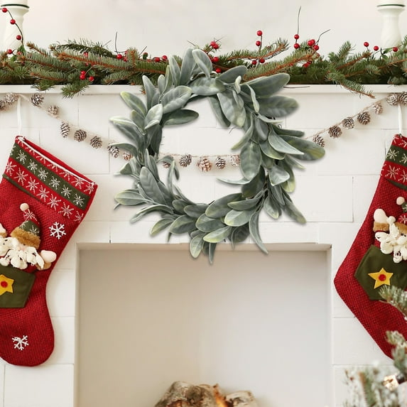 Spring Wreaths for Front Door 12 inch Flocked Ear Leaf Wreath All ...