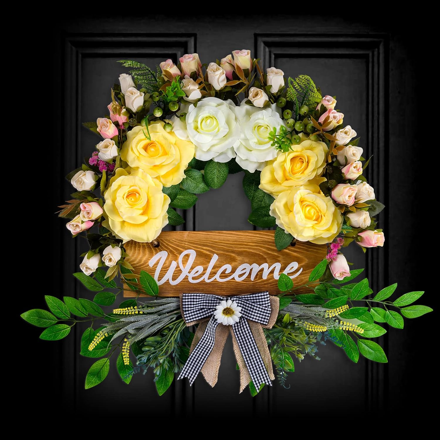 Spring Wreaths for Front Door,22 Inch Farmhouse Wreath for Summer ...