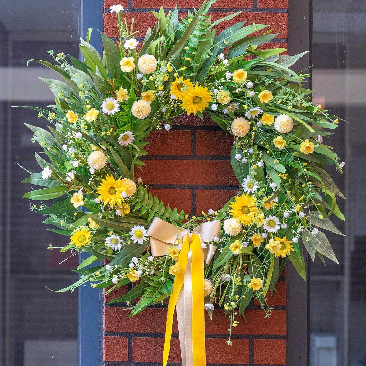 Spring Wreaths for Front Door 24 Inch Spring Wreath with Vibrant Daisy ...