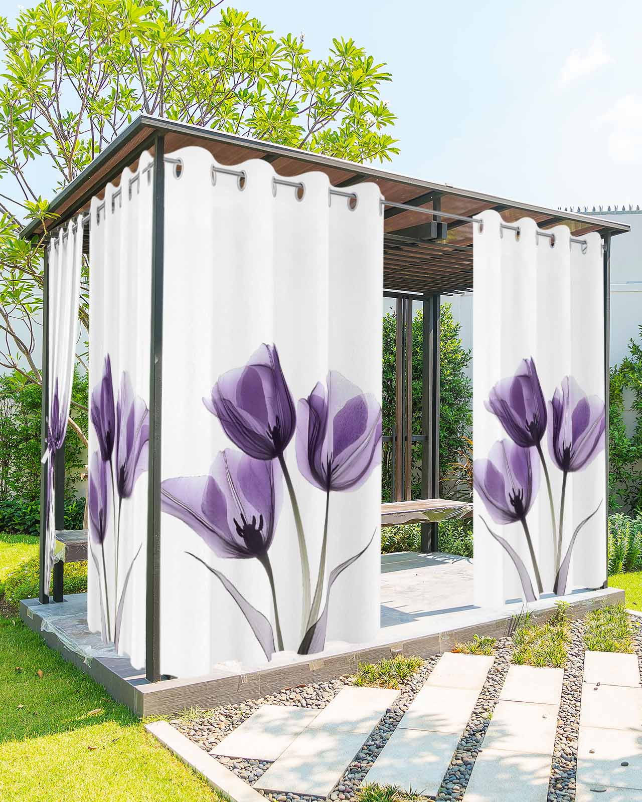 Spring X-ray Outdoor Curtains for Patio, Image of Purple Tulips Flower ...
