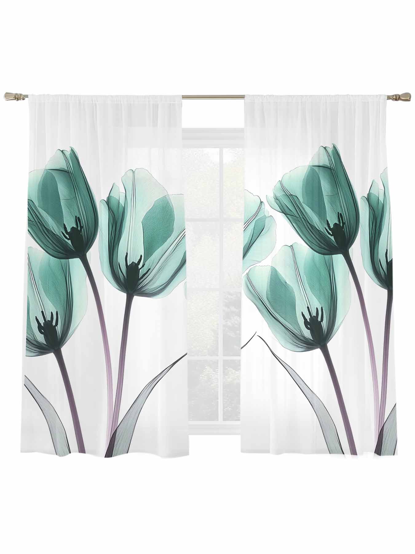 Spring X-ray Sheer Curtains for Living Room Bedroom, Image of Teal ...