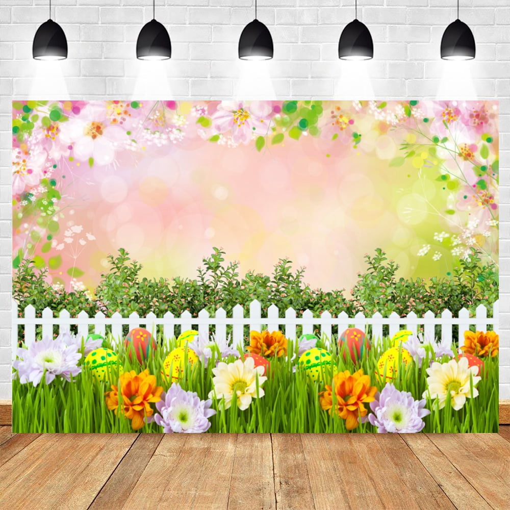 Spring Yard Garden Photography Backdrop Fence Sunflower Flowers Field ...