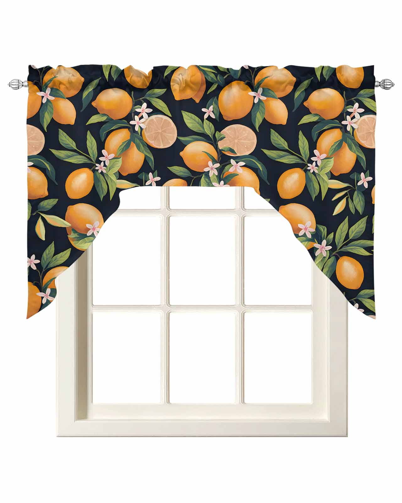 Spring Yellow Lemon Kitchen Curtains Swag Valance for Windows/Bathroom ...