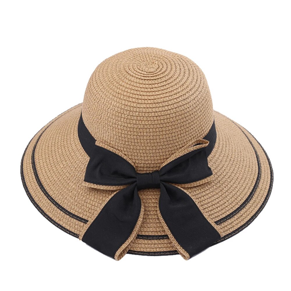 Spring and Summer Woven Straw Hat Women's Versatile Beach Big Edge Bow ...