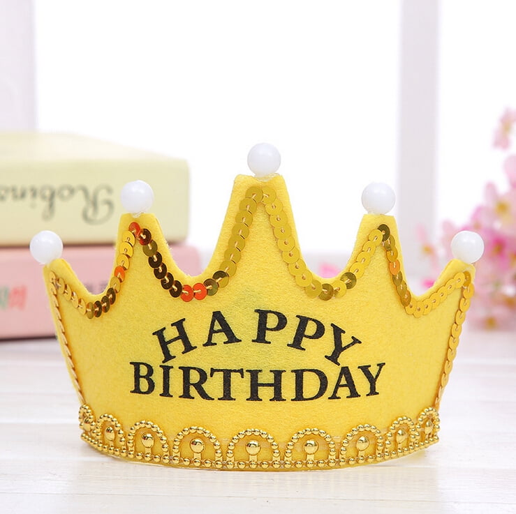 Spring hue Children's Birthday Lovely LED Crown Hat Princess King Happy ...