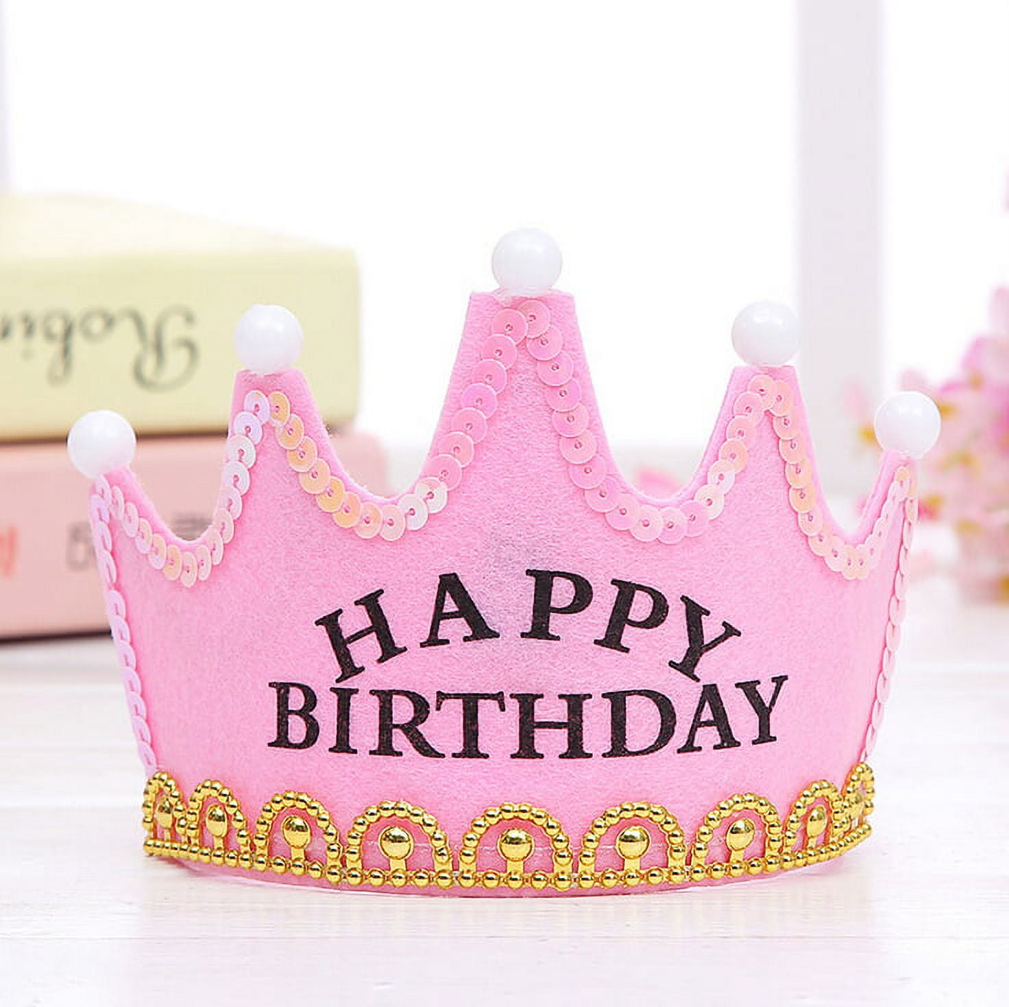 Spring hue Children's Birthday Lovely LED Crown Hat Princess King Happy ...
