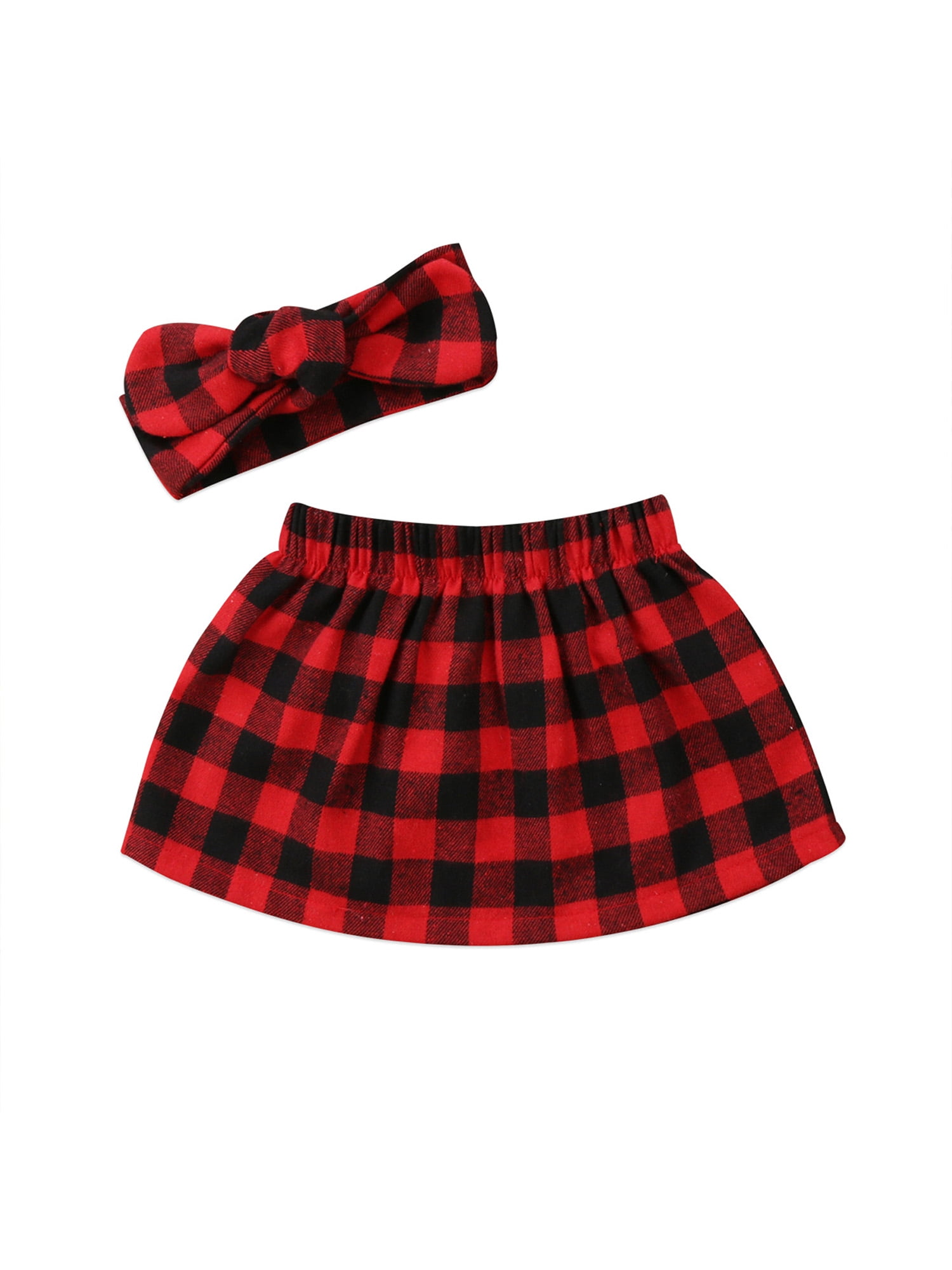 Spring hue Christmas Newborn Baby Girl Red Plaid Skirt Headband Outfit ...