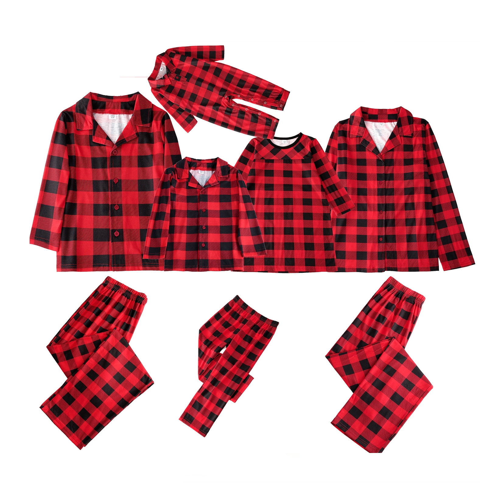 Spring hue Matching Family Christmas Pajamas Set, Buffalo Plaid 2-Piece ...
